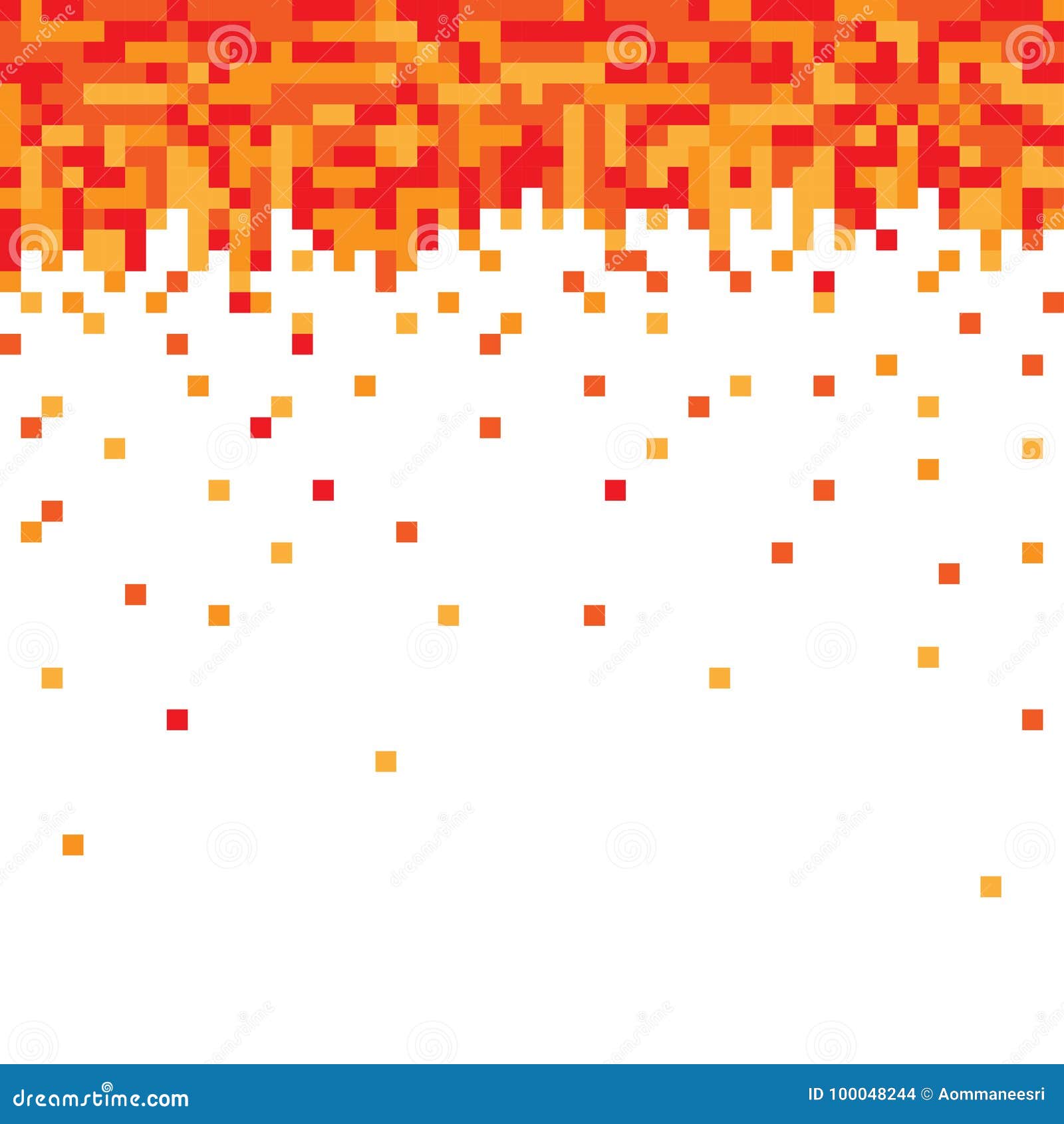 Pixel Fire Animation. Red Hot Flame, Burning Effect Fire Border And ...
