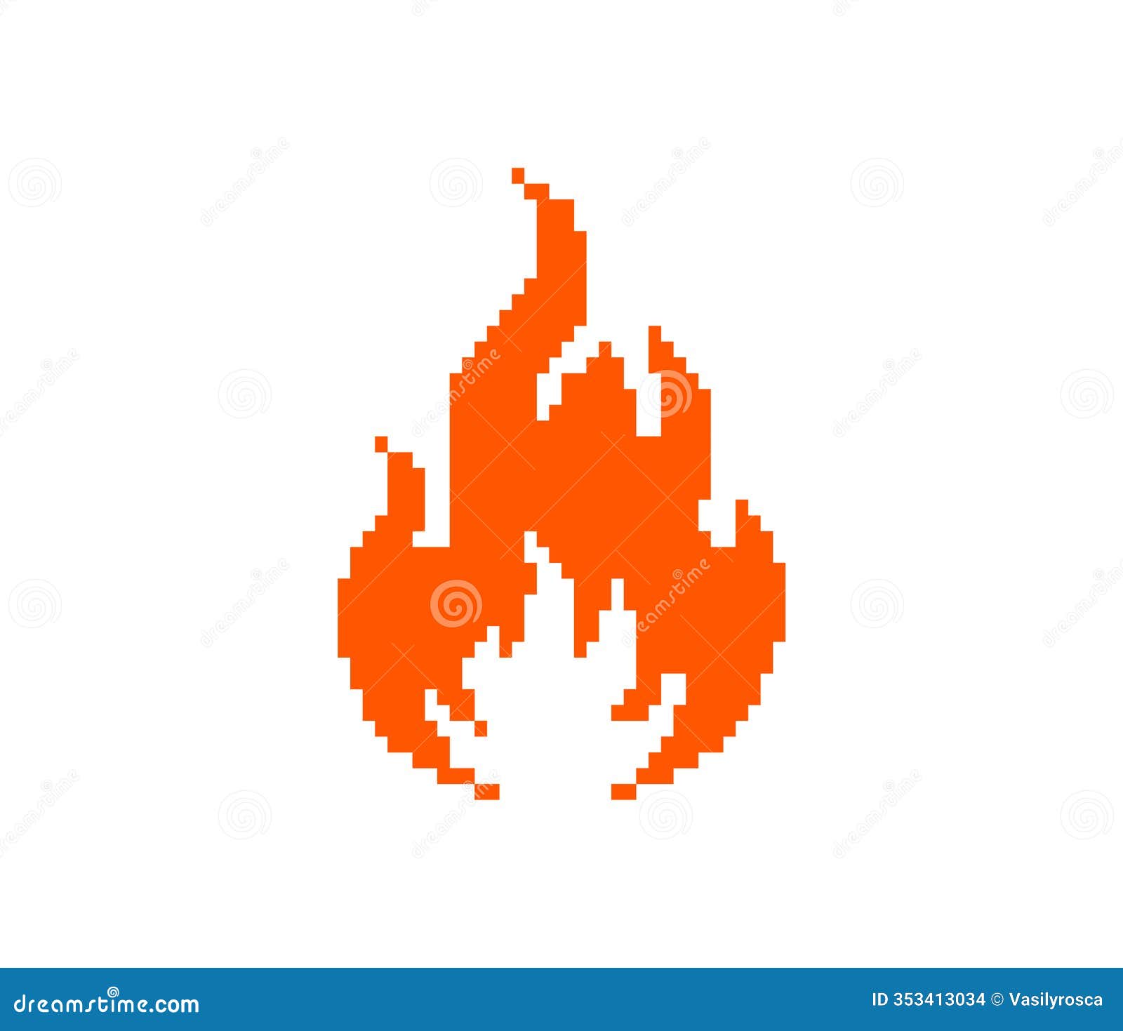 Pixel Fire Icon. Retro-style Flame Graphic Orange And Yellow Gradient ...
