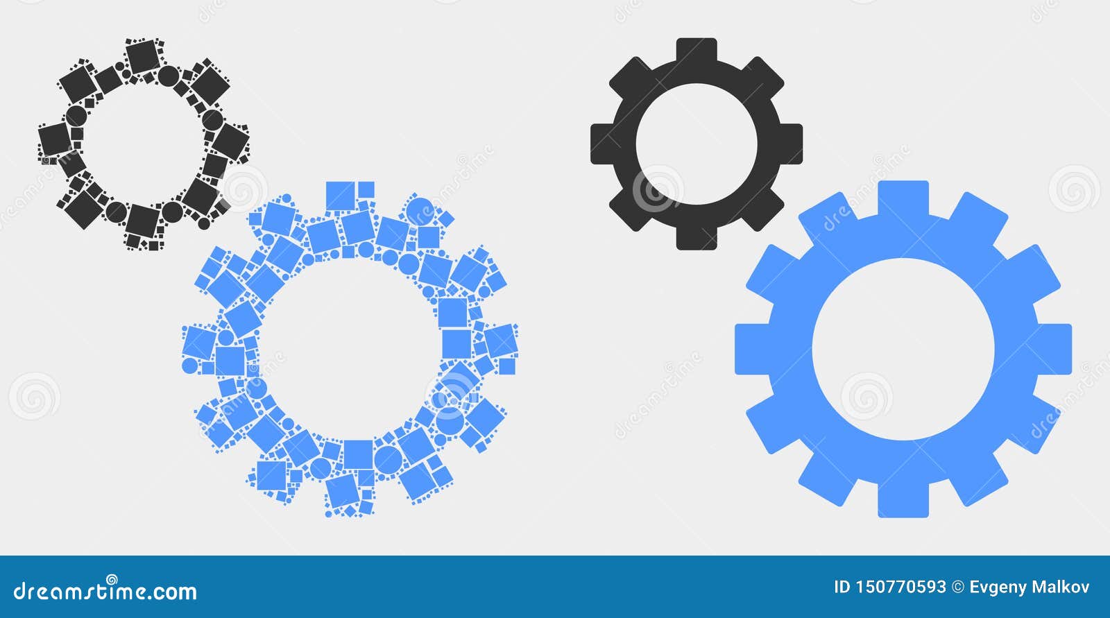 Dotted and Flat Vector Gears Icon Stock Vector - Illustration of ...