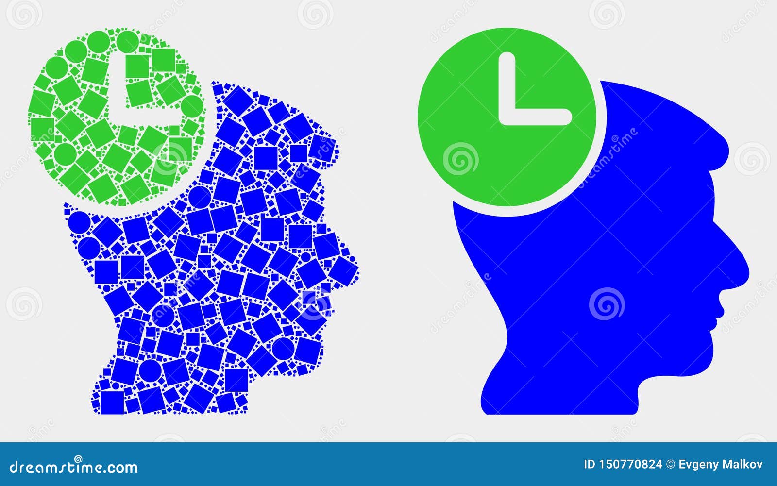 Dot and Flat Vector Head Clock Icon Stock Vector - Illustration of ...