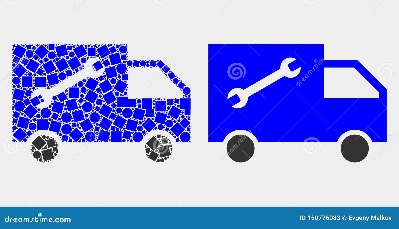 Dotted and Flat Vector Service Van Icon Stock Vector - Illustration of ...