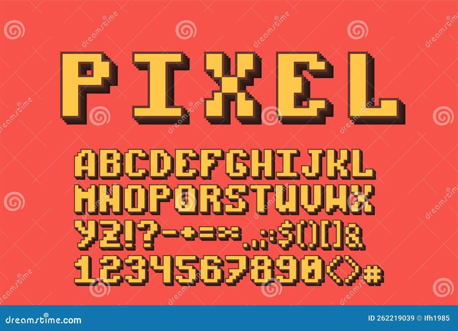 Pixel Font Alphabet Design Retro 3d Effect Stock Vector - Illustration ...