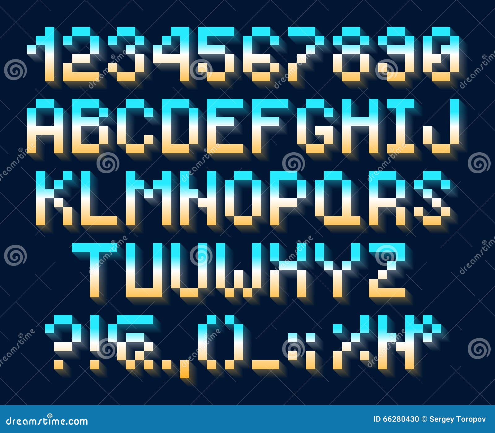 Pixel Font, Alphabet and Numbers Stock Vector - Illustration of pixel ...