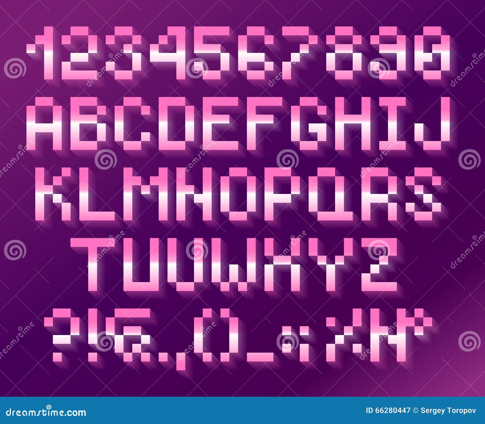 Pixel Font, Alphabet and Numbers Stock Vector - Illustration of letter ...