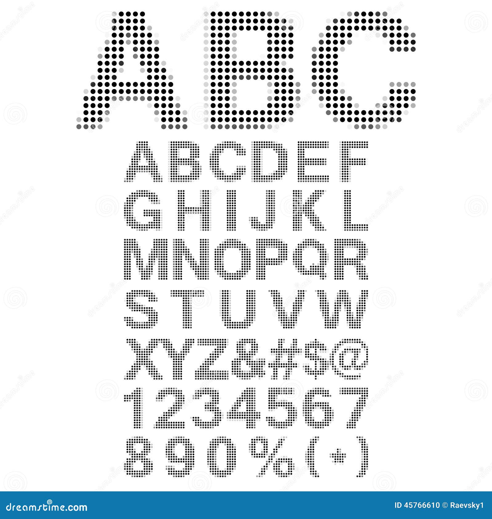 Pixel Font - Alphabets and Numerals Characters in Stock Vector ...