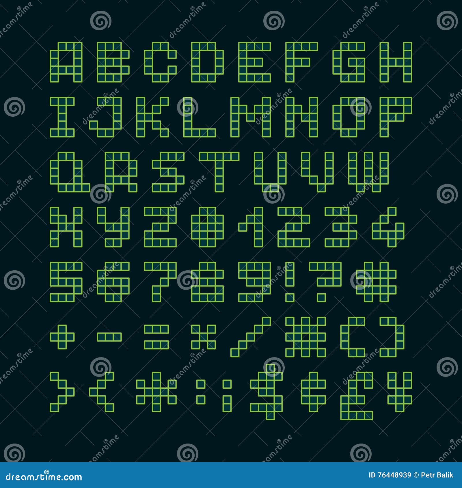 Pixel Font in 4x5 Pixel Grid Stock Vector - Illustration of numbers ...