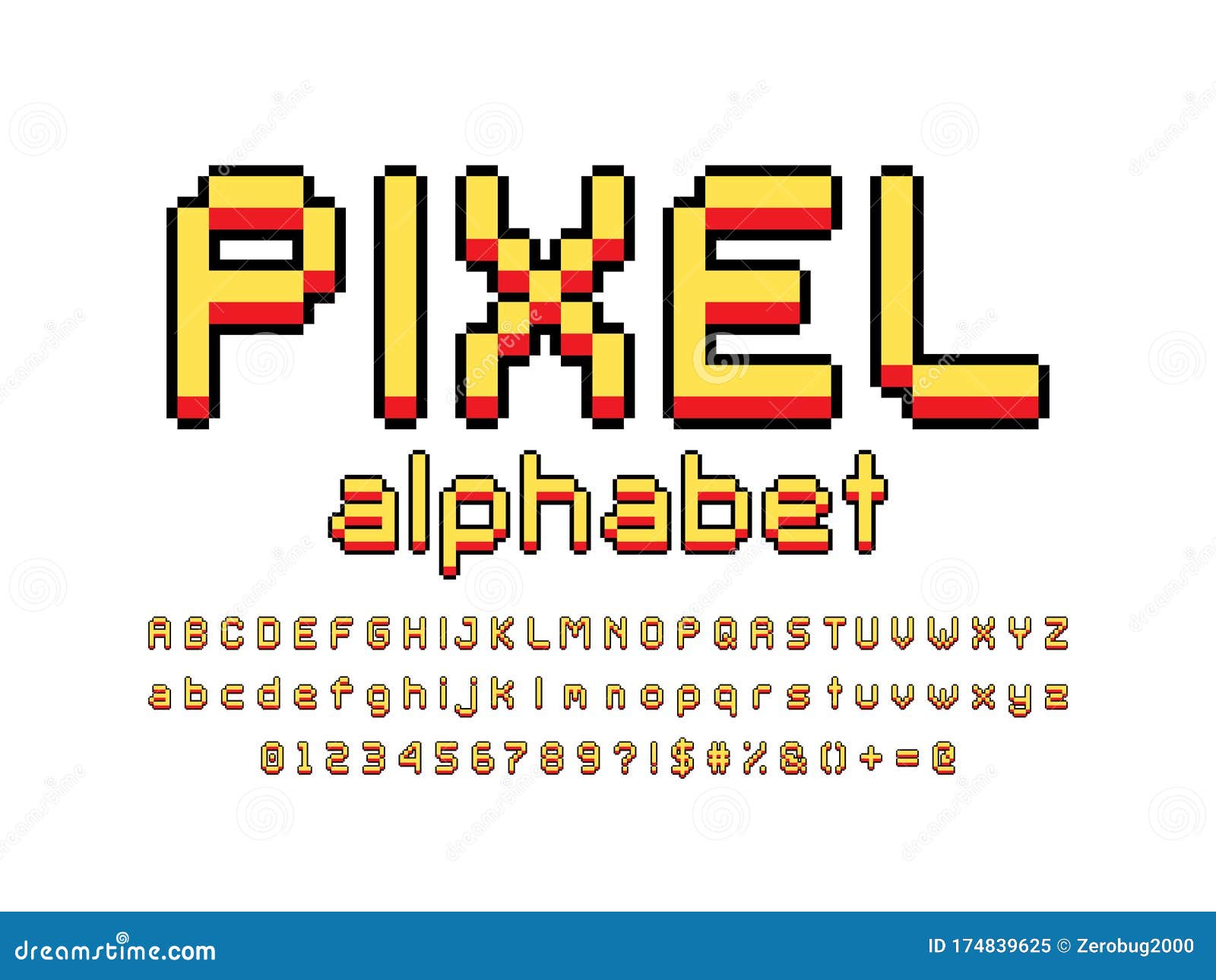 Pixel font stock vector. Illustration of lowercase, geometric - 174839625