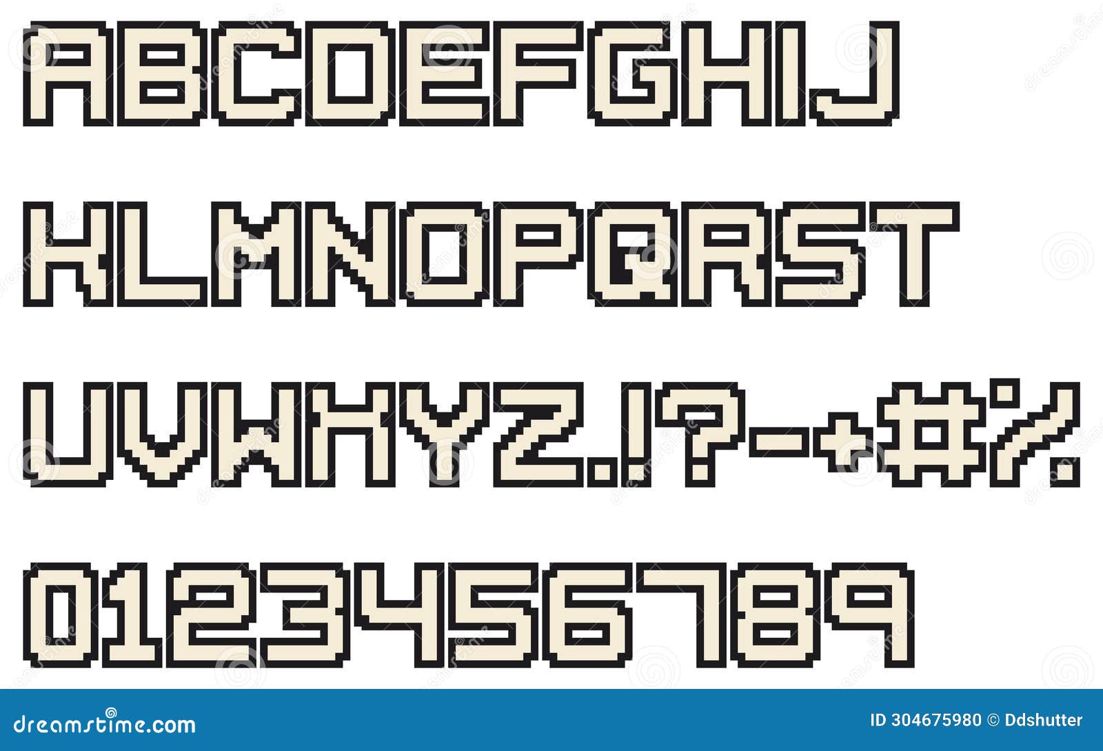 Pixel Font. Video Arcade Computer Game Design 8 Bit Letters and Numbers ...