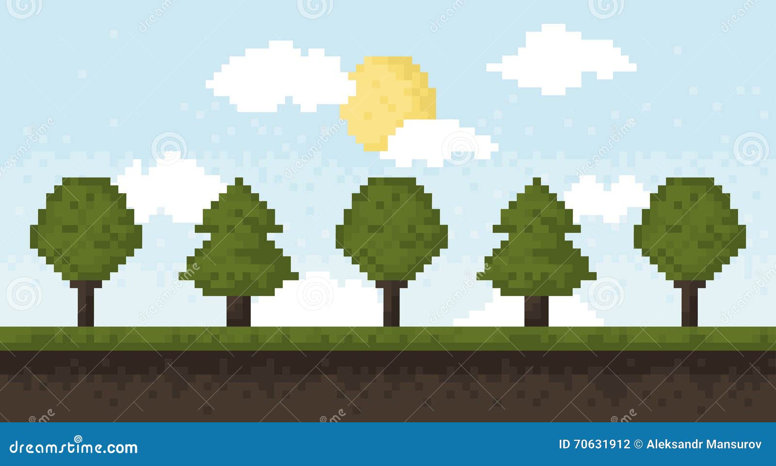 Pixel forest stock vector. Illustration of cartoon, nature - 70631912