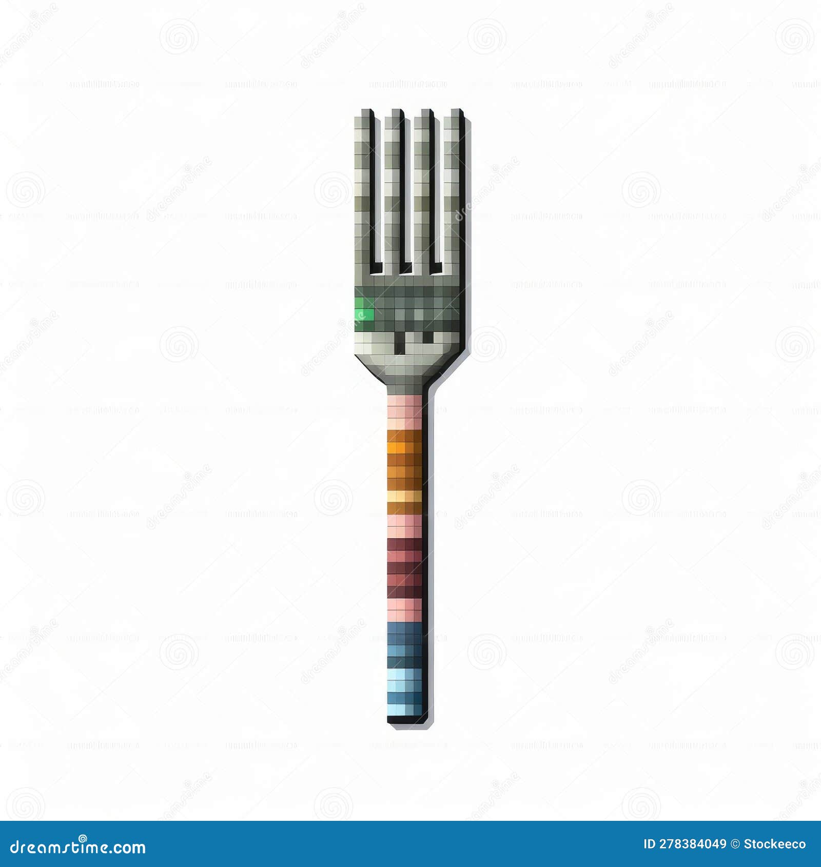 Pixel Fork Icon on White Background Stock Illustration - Illustration of utensil, features ...