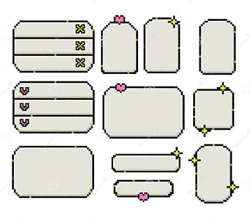Pixel Frame Border Banner Interface Set Collection Retro 8-bit Vector ...