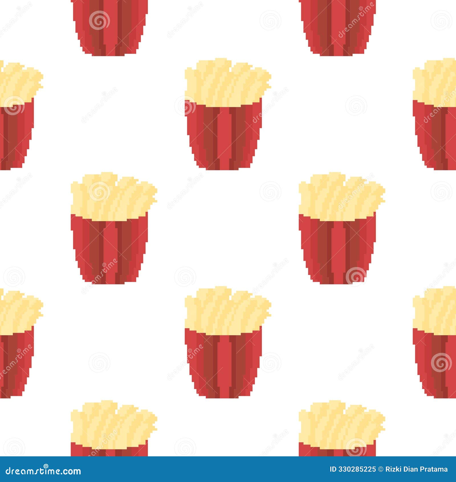Pixel French Fries Icon Red Box. Retro Pixel Art Fast Food Fries Snack ...