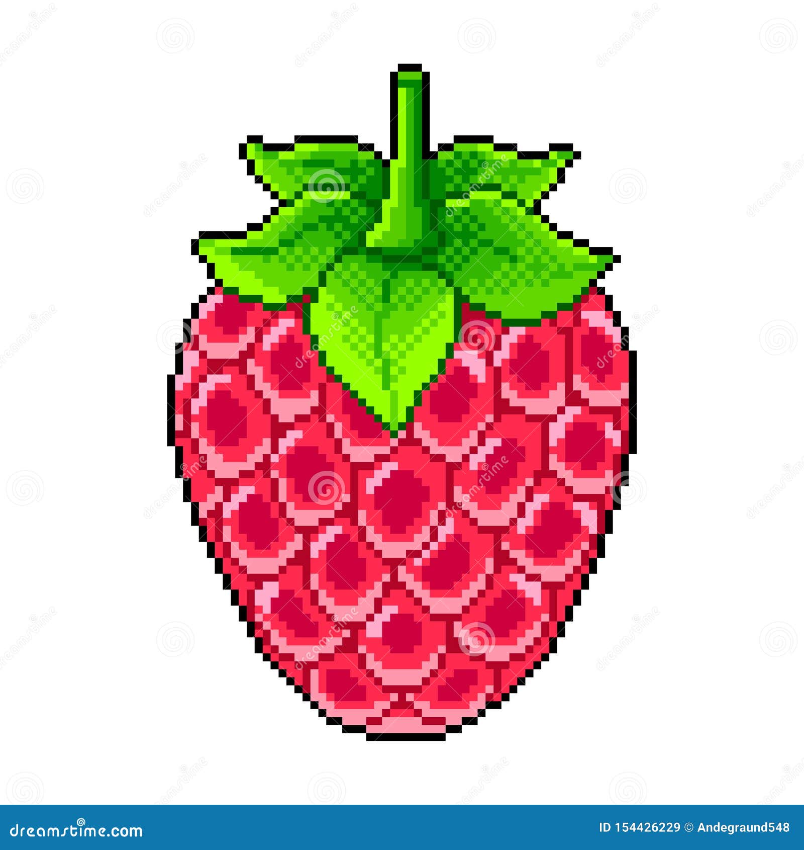 Pixel Fresh Raspberry Detailed Illustration Isolated Vector Stock ...