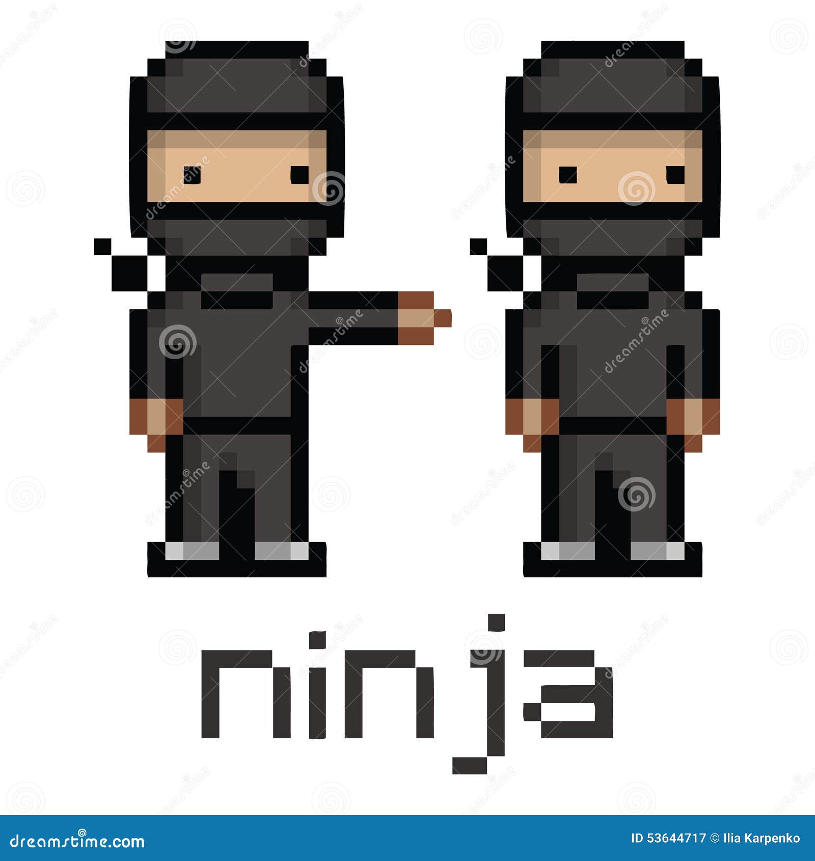 Pixel Art Ninja Samurai Classic Fight Cartoon Vector | CartoonDealer ...