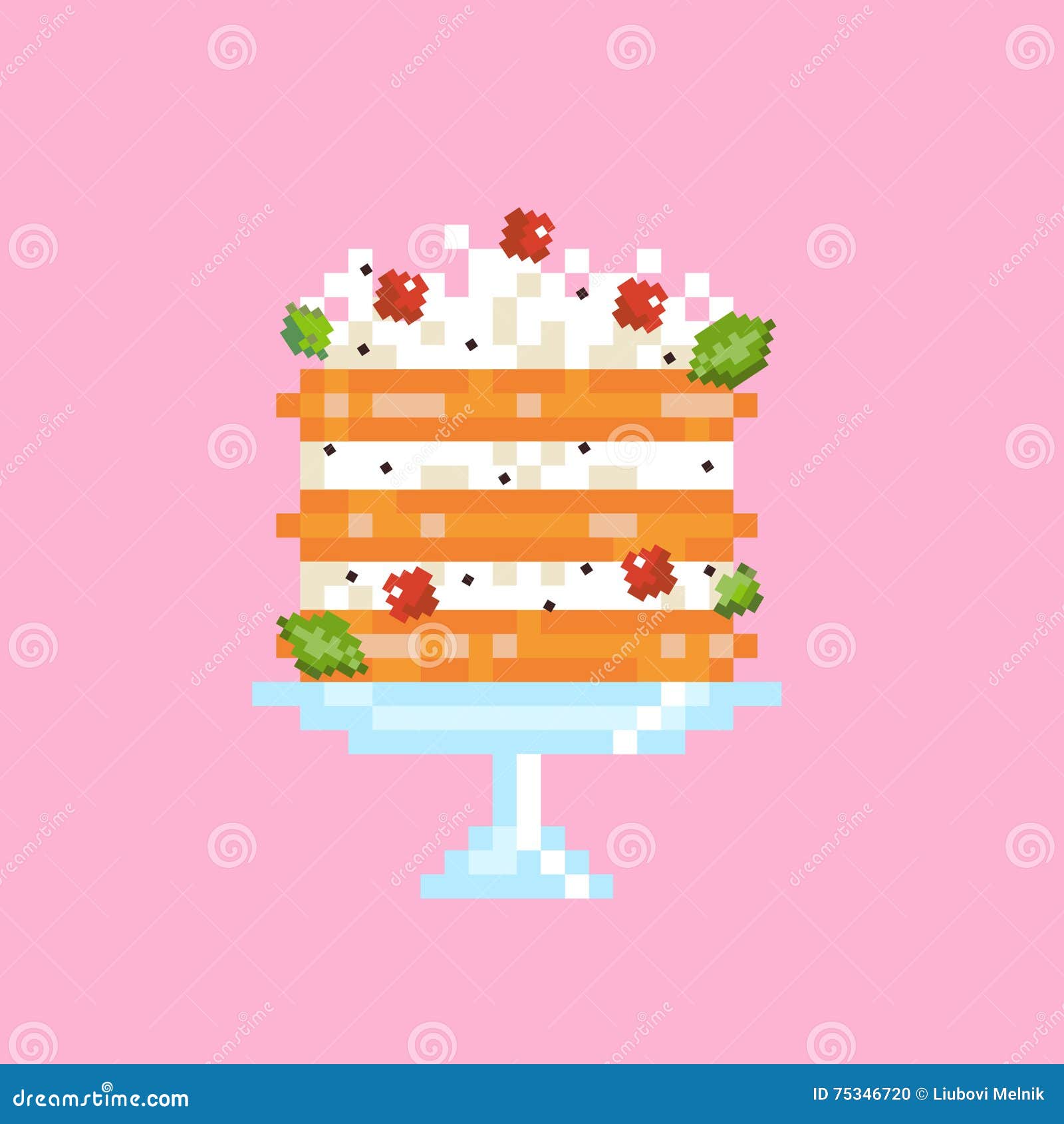 Pixel Cake Icon. Pixel Dessert Vector. Cartoon Sweet Cake Logo Vector ...