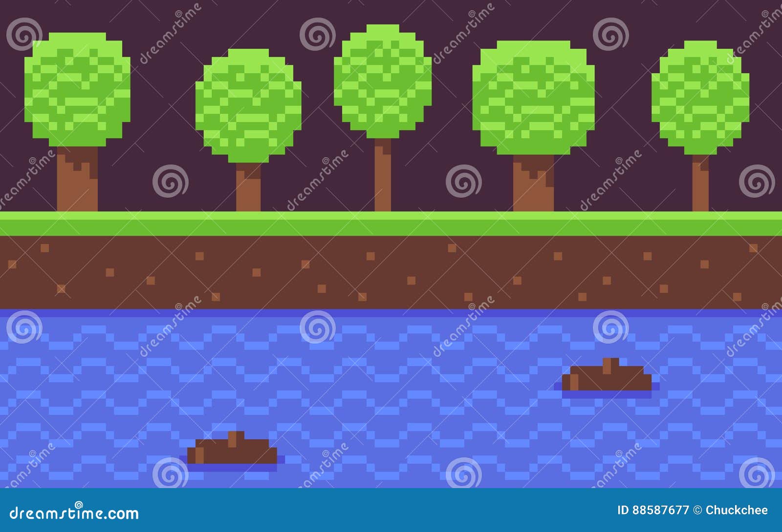 Pixel Art Background For Videogame Set Vector | CartoonDealer.com ...