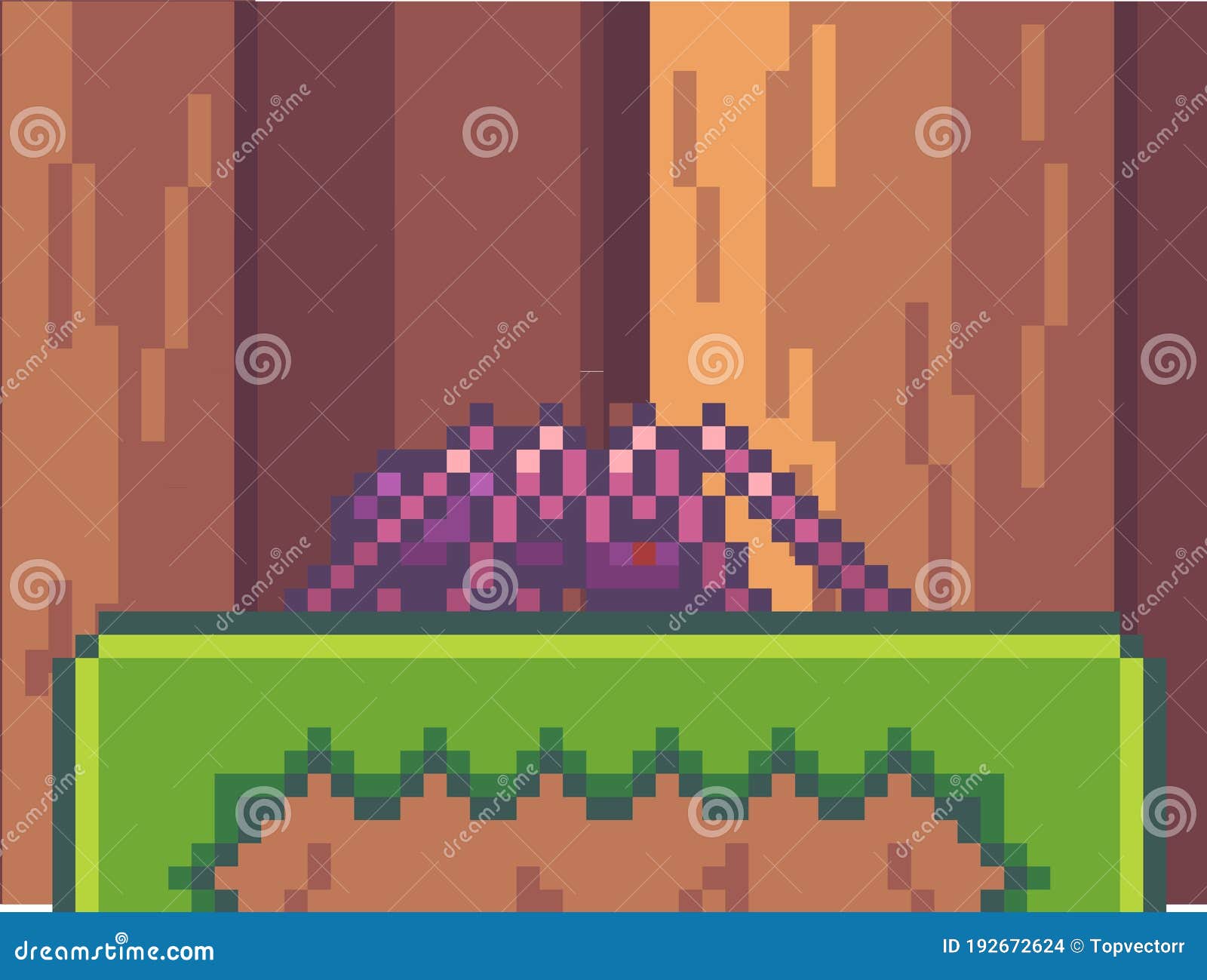 Pixel Game Character, Dangerous Spider, Attacking At Hero Of 8bit Game ...