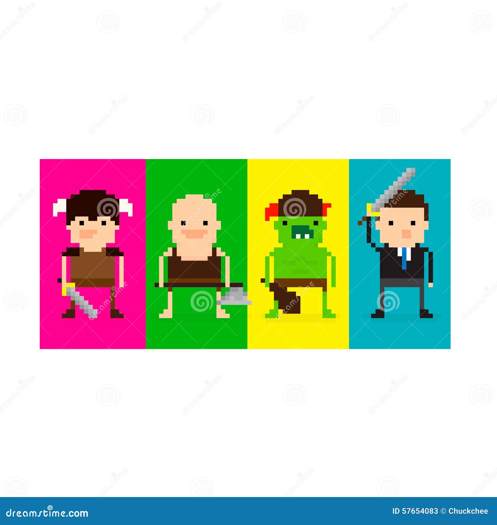 Pixel Game Characters stock vector. Illustration of gamification - 57654083