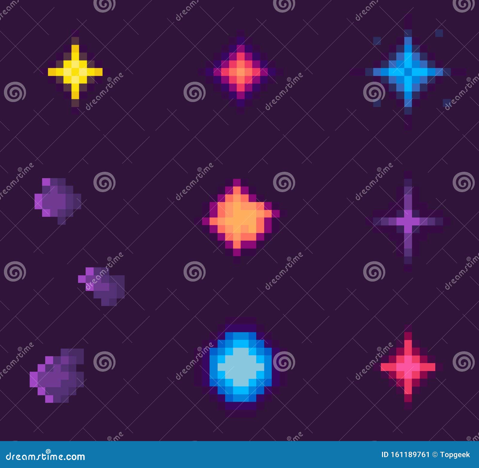 Stars and Abstract Shapes of Galaxy Pixel Game Stock Vector ...