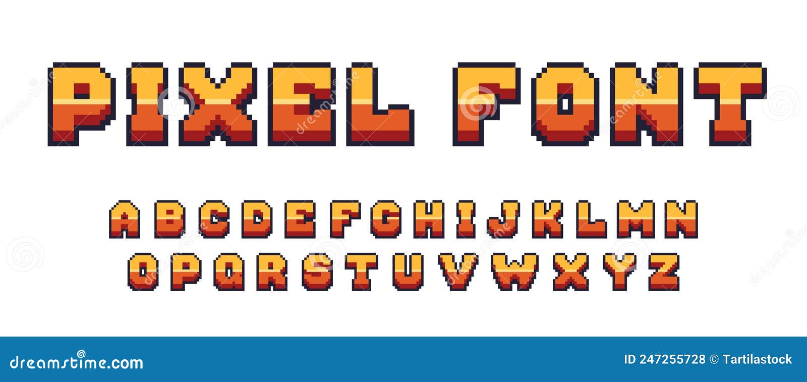 Pixel Game Font. Arcade 8 Bit Alphabet Symbols, Retro Console Text ...