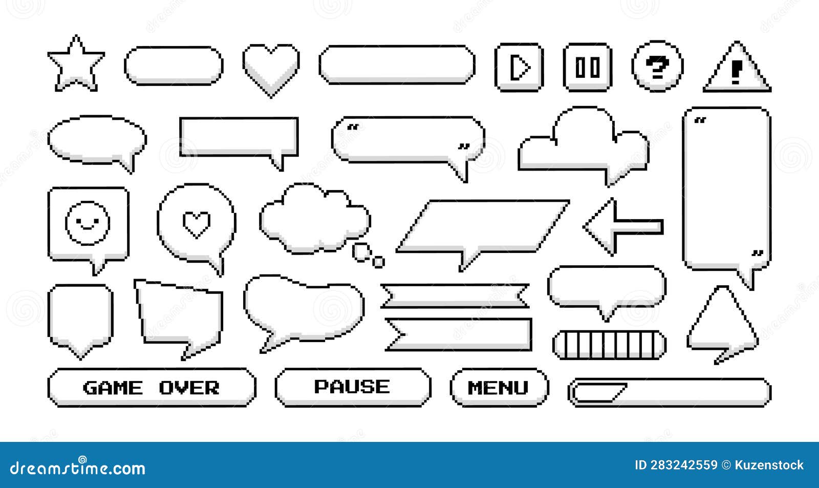 Pixel Game Frame. Pixelart Bubble Speech, Text Chat Cloud, Icon Game ...