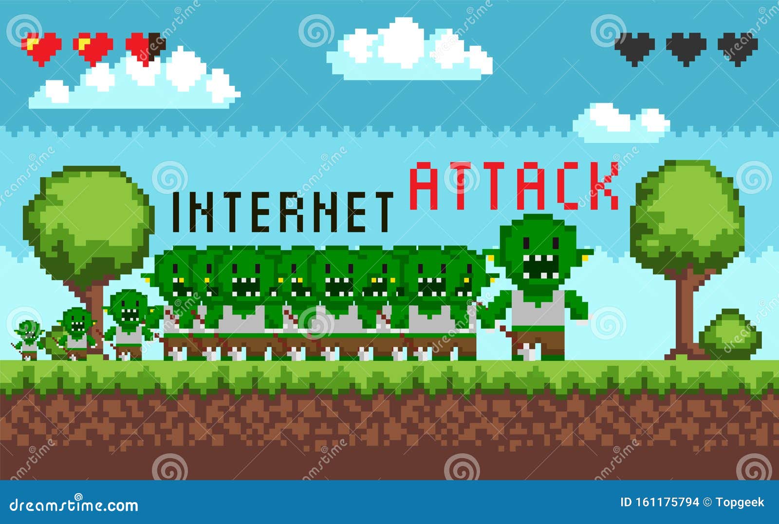 Pixel Game Interface Hacker Attack Stock Vector - Illustration of ...