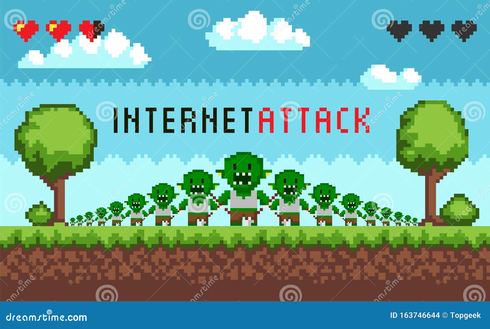 Pixel Game Interface Hacker Attack Stock Vector - Illustration of font ...