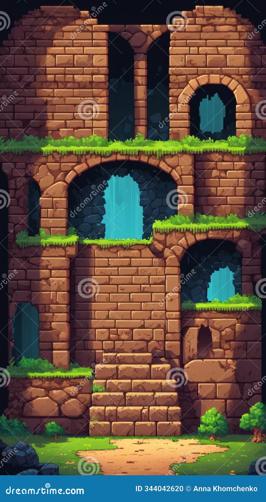Pixel Game Level Design. Platform Game Asset, Fantasy 8 Bit Environment ...