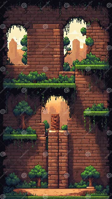 Pixel Game Level Design Platform Game Asset Fantasy 8 Bit Environment Building With Stone
