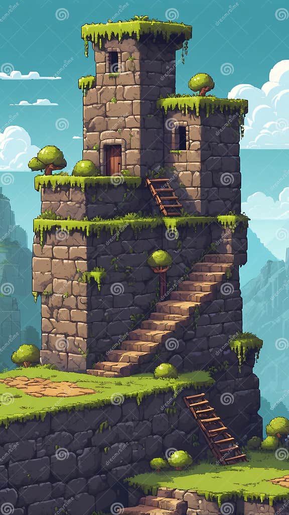 Pixel Game Level Design Platform Game Asset Fantasy 8 Bit Environment Building With Stone