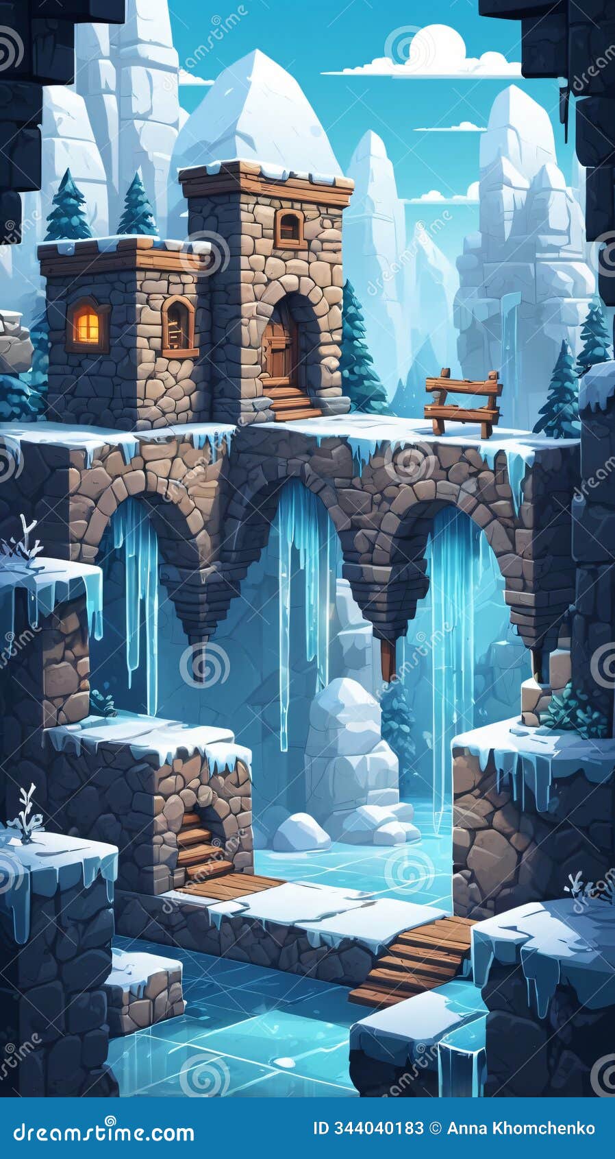 Pixel Game Level Design. Platform Game Asset, Brick, Stones Building 8 ...