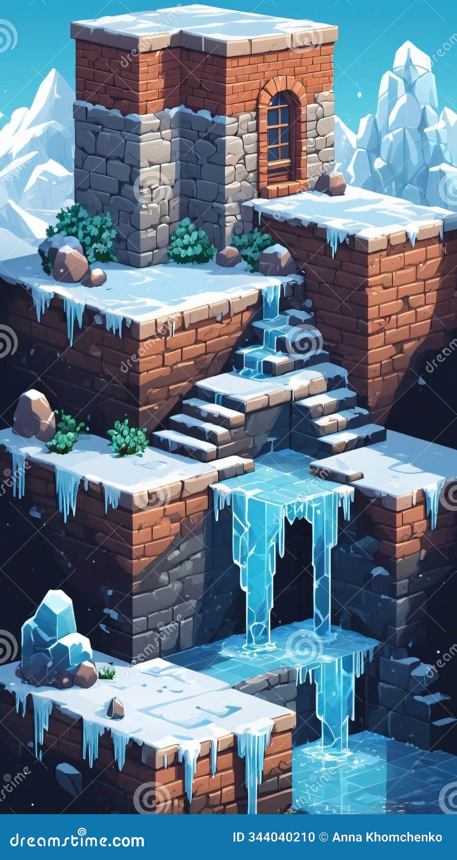 Pixel Game Level Design. Platform Game Asset, Brick, Stones Building 8 ...