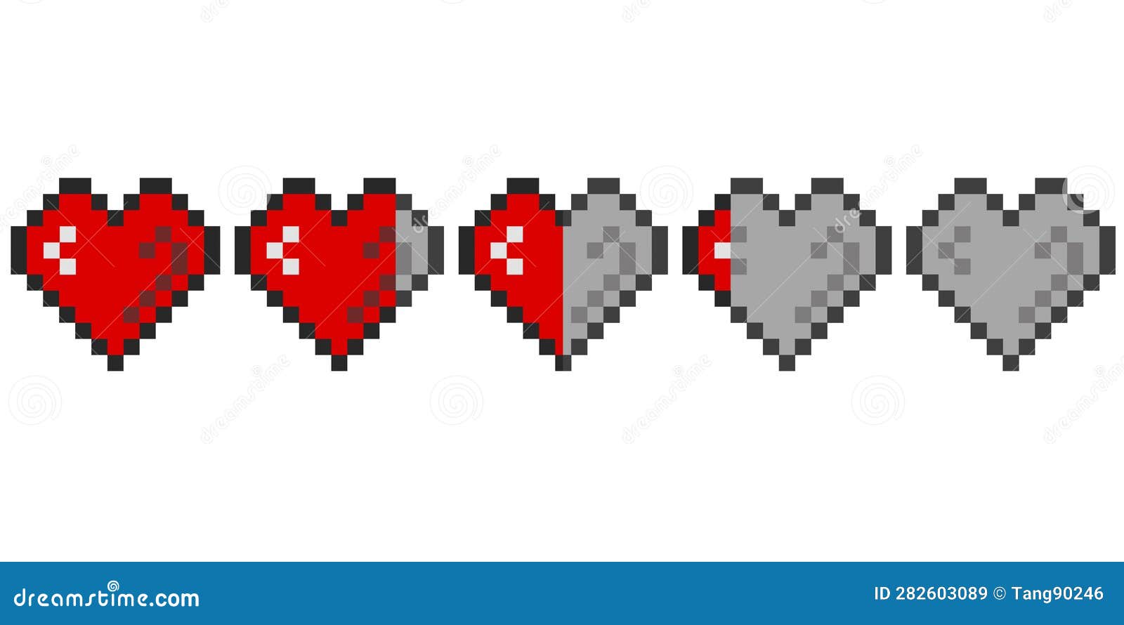 Pixel Game Life Bar with Heart Shape Stock Illustration - Illustration ...