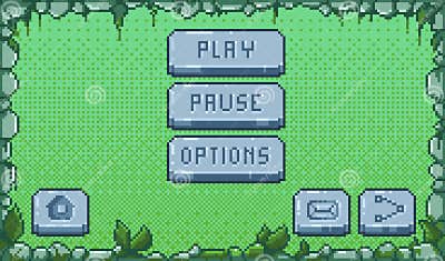 Pixel Game Menu. Retro Video Game Buttons, 8 Bit Asset, UI Interface ...
