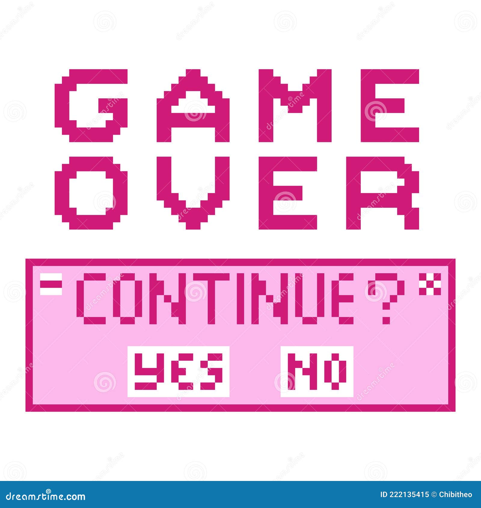 Pixel Game Over and Continue Button Text Image Stock Vector ...