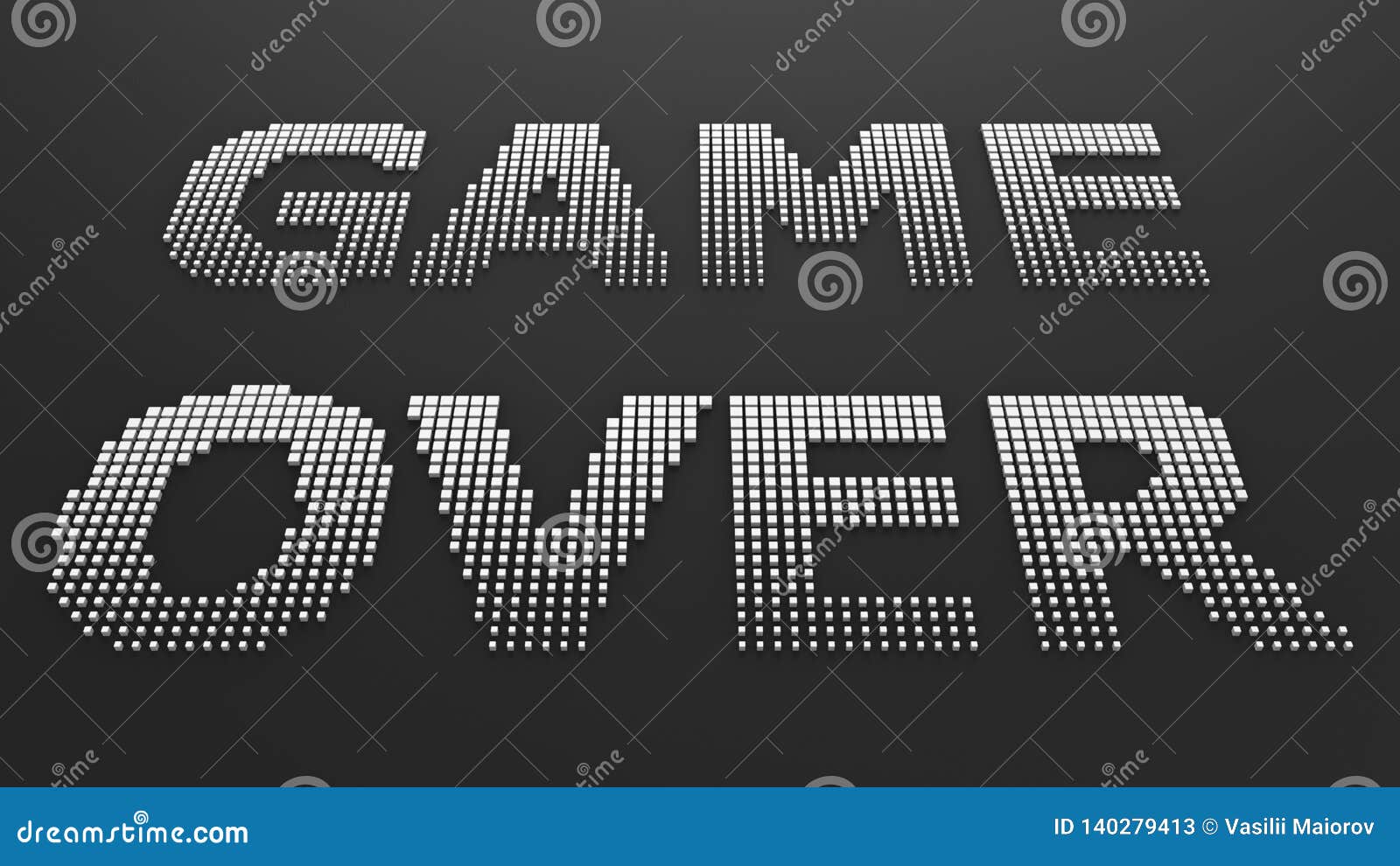 Pixel Game Over Lettering on Black Background. Stock Illustration ...