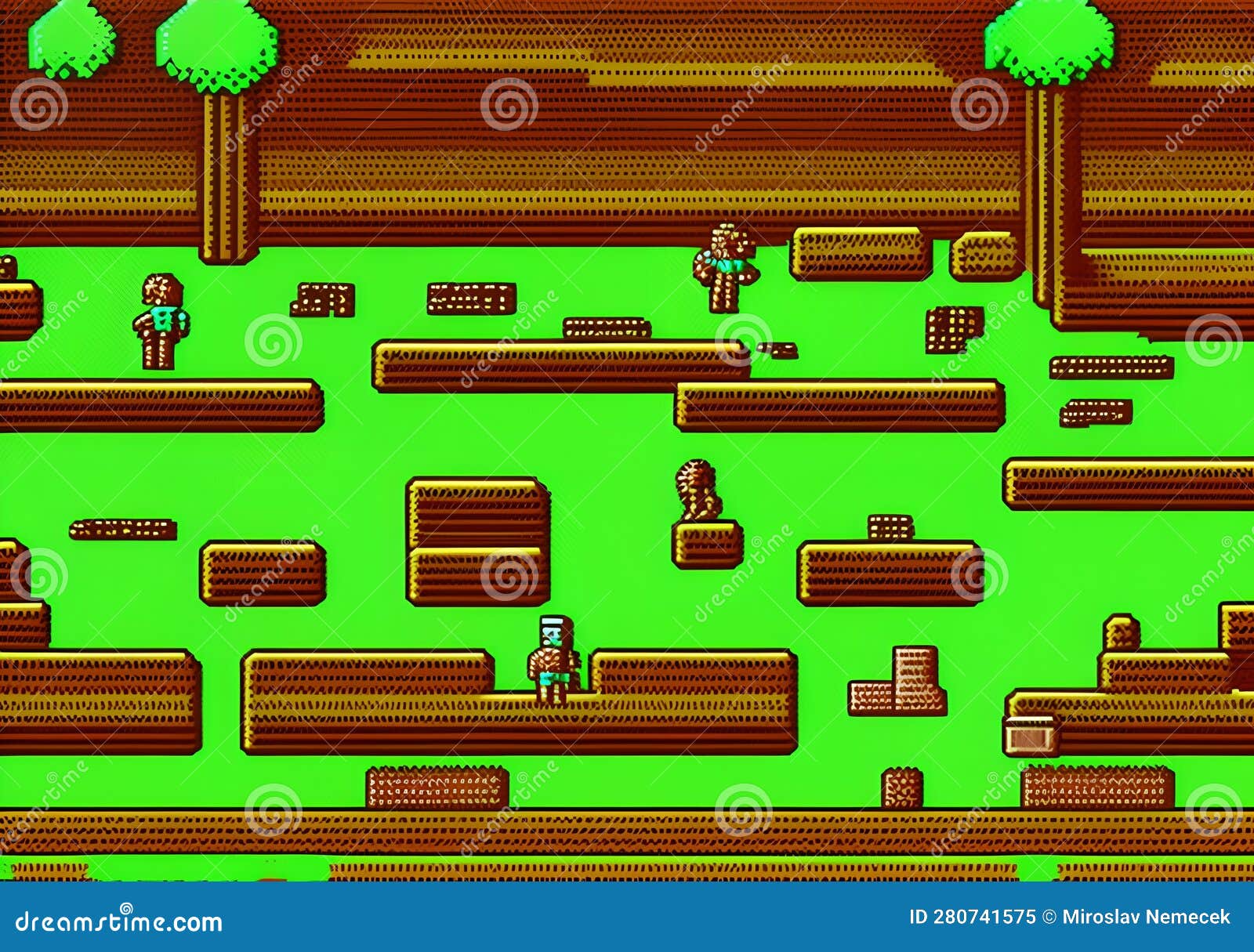 Pixel Game Scene, Generative AI Illustration Stock Illustration ...