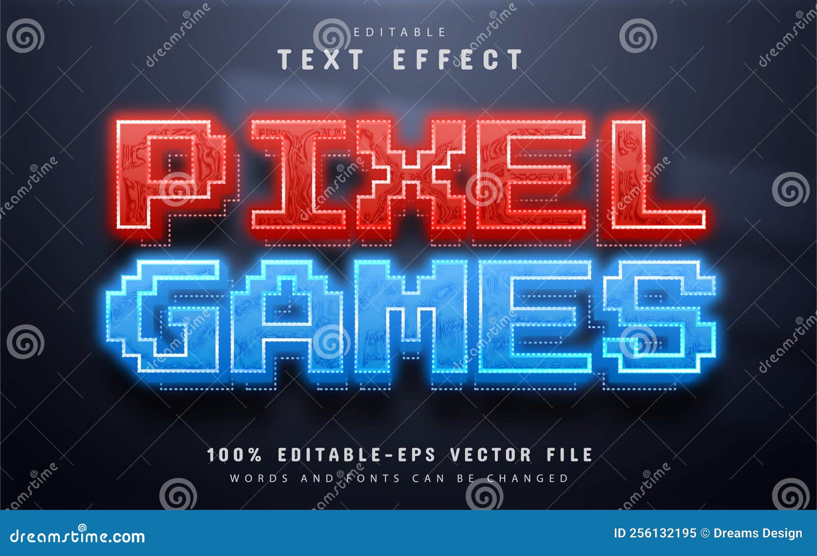 Pixel game text effect stock vector. Illustration of style - 256132195