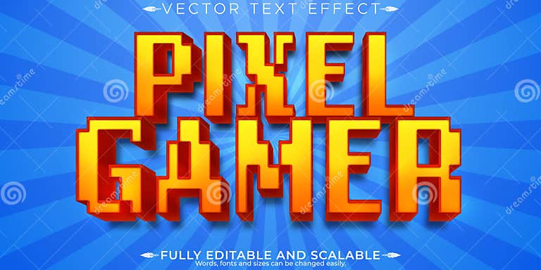 Pixel Gamer Text Effect, Editable Retro and Arcade Text Style Stock ...