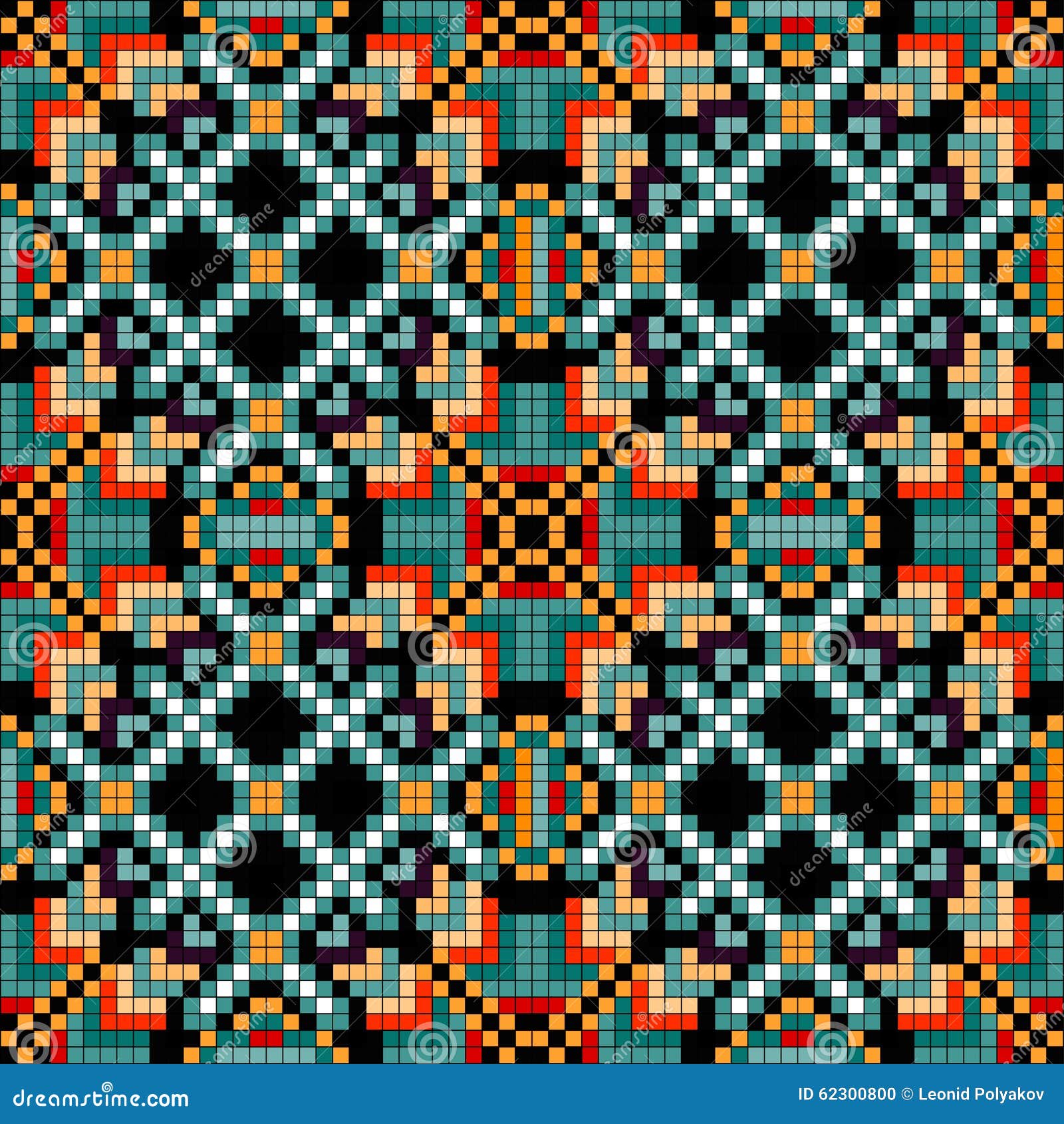 Pixel Geometric Background in Retro Style Seamless Pattern Vector ...