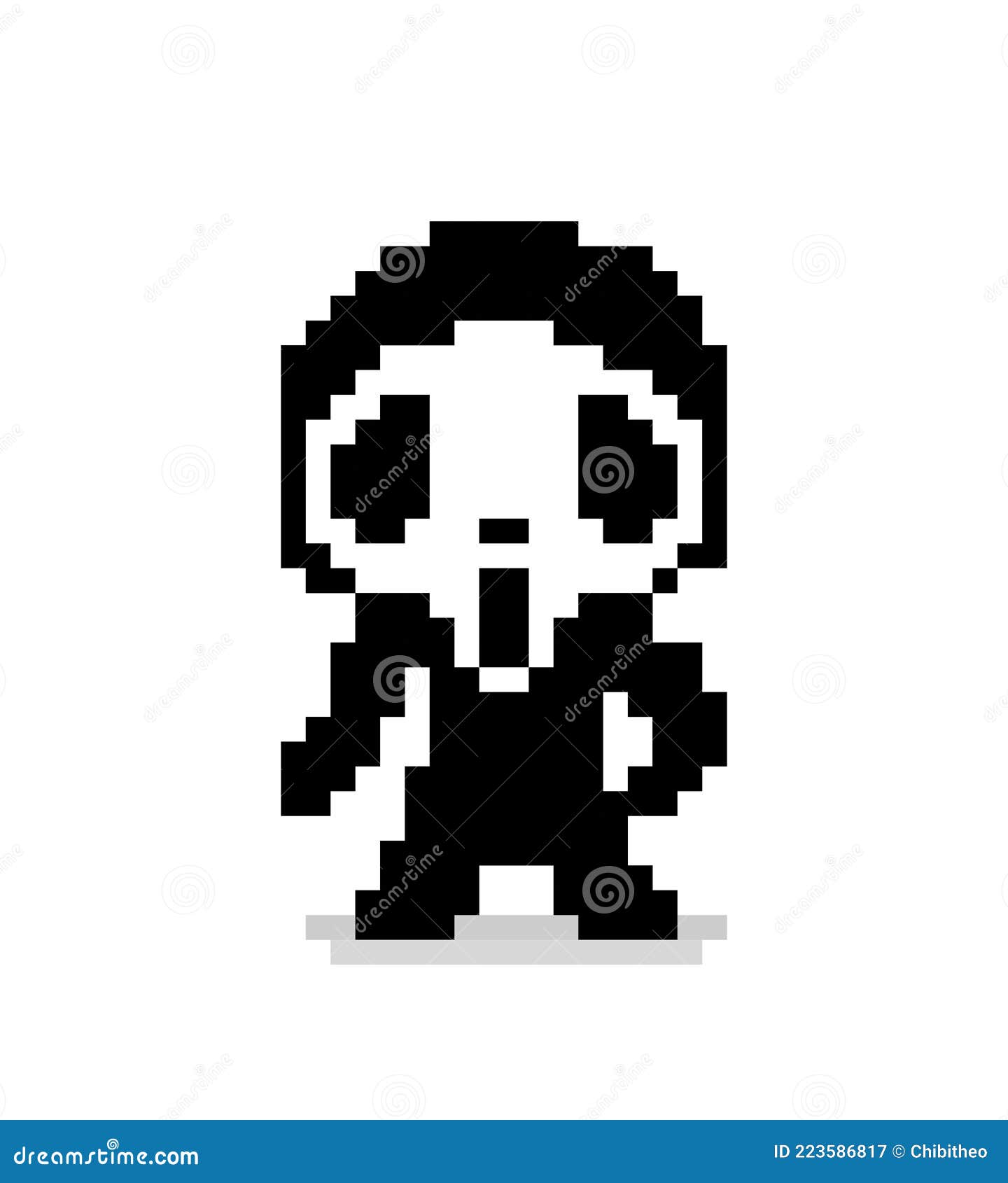 Pixel ghost image 8 bit stock vector. Illustration of ghost - 223586817