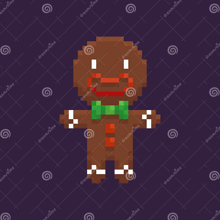 Pixel Gingerbread Man stock vector. Illustration of abstract - 111728490