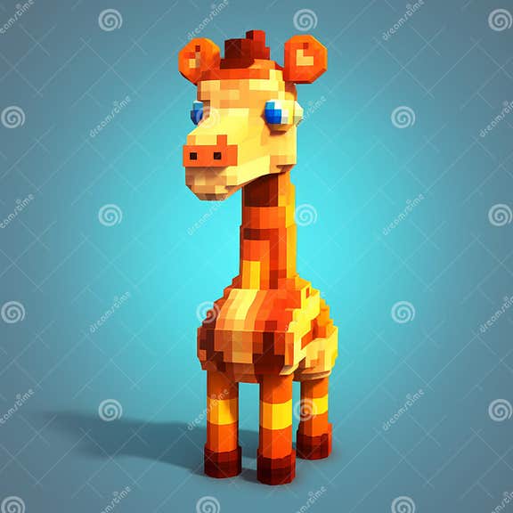 Cute 3d Pixel Giraffe: Playful Illustrative Style with Minecraft ...