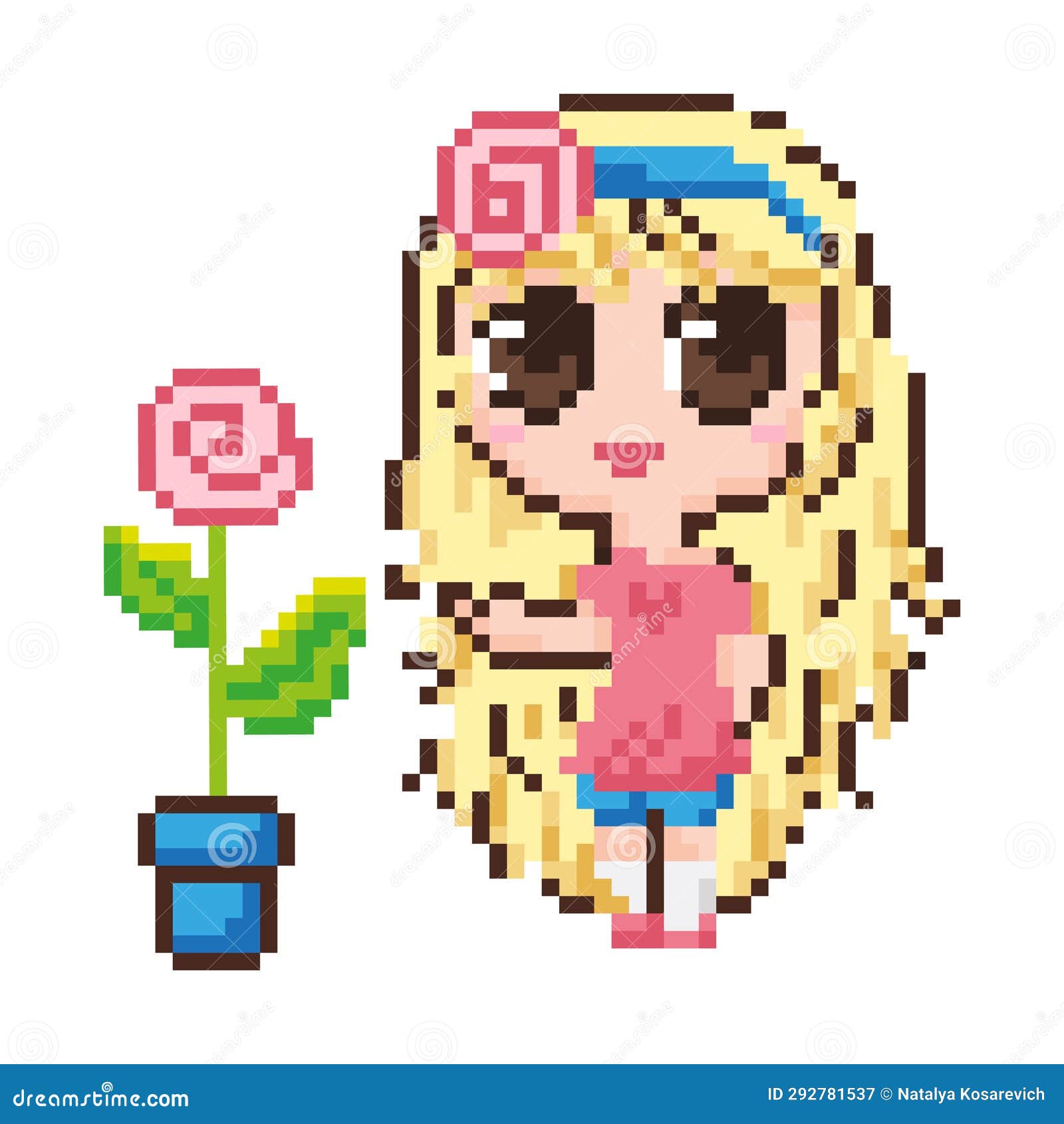 Pixel Art Girl Character. Young Woman In A Swimsuit On Vacation Cartoon ...