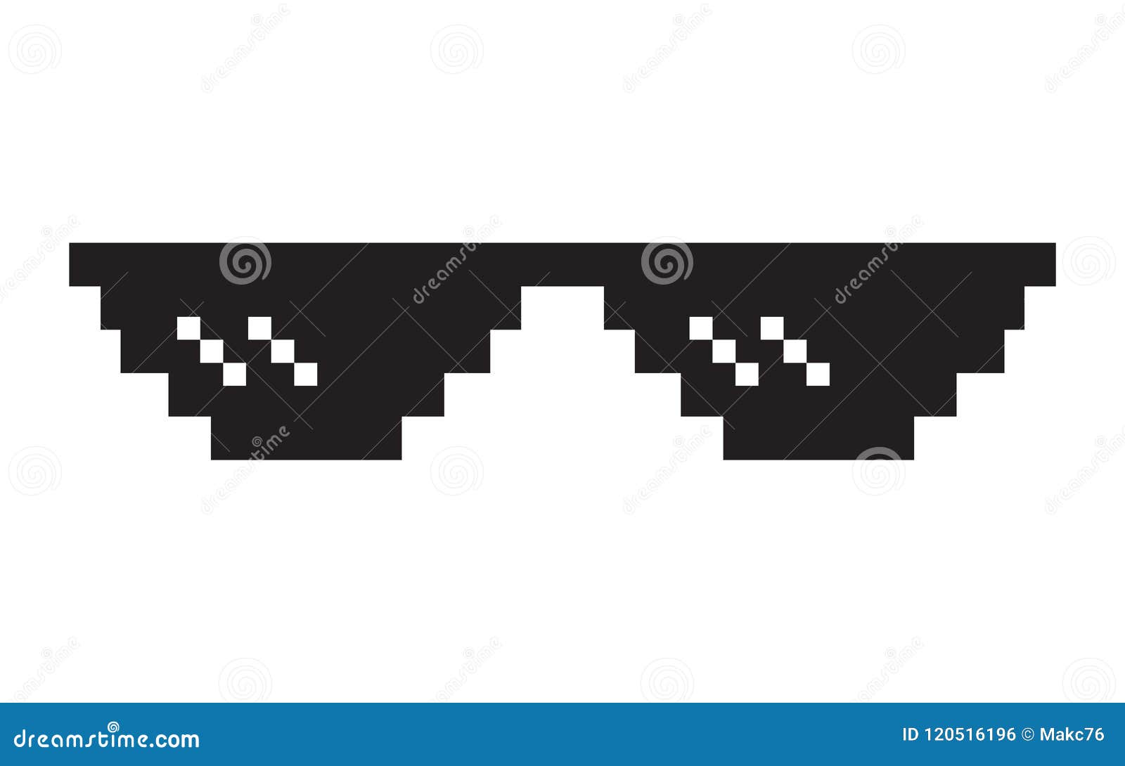 Pixel Art Glasses Thug Life Meme Glasses Isolated On White Background