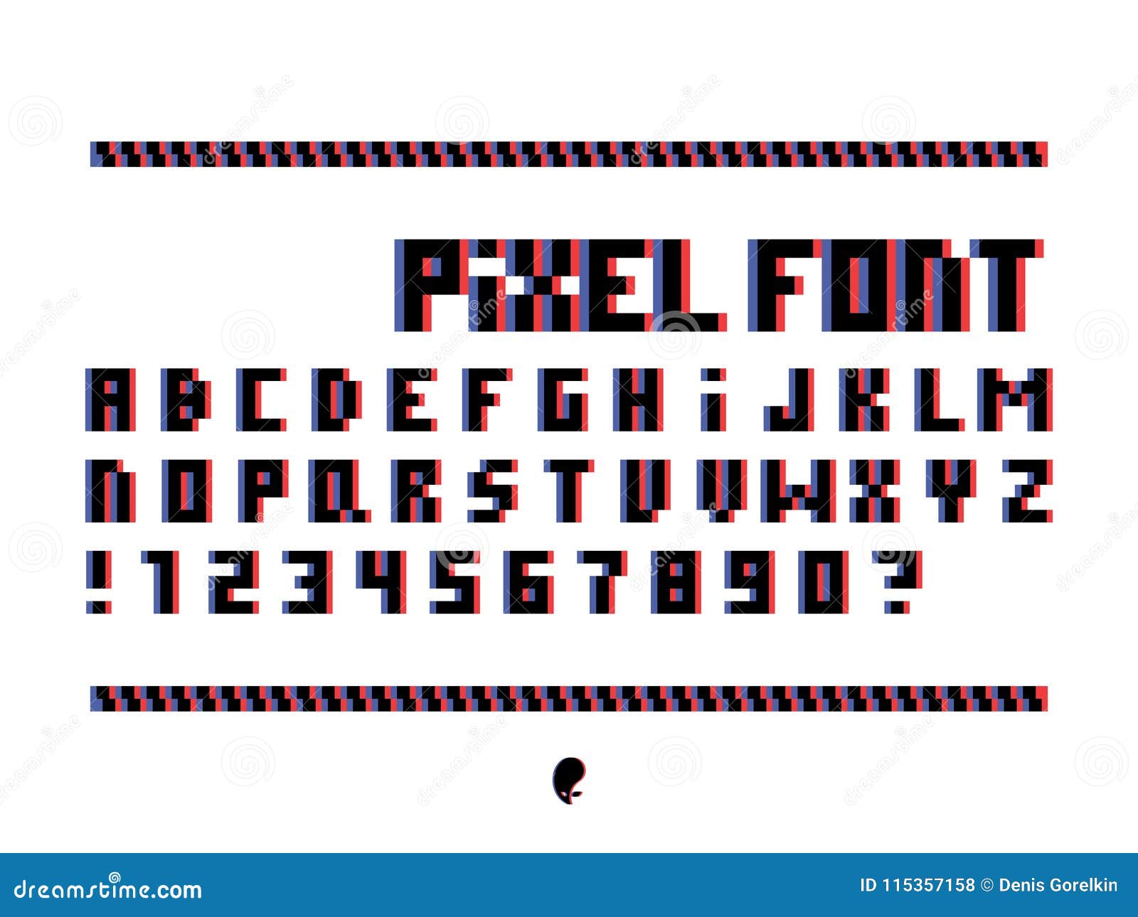 Pixel Glitch Font. Vector Alphabet Stock Vector - Illustration of type ...