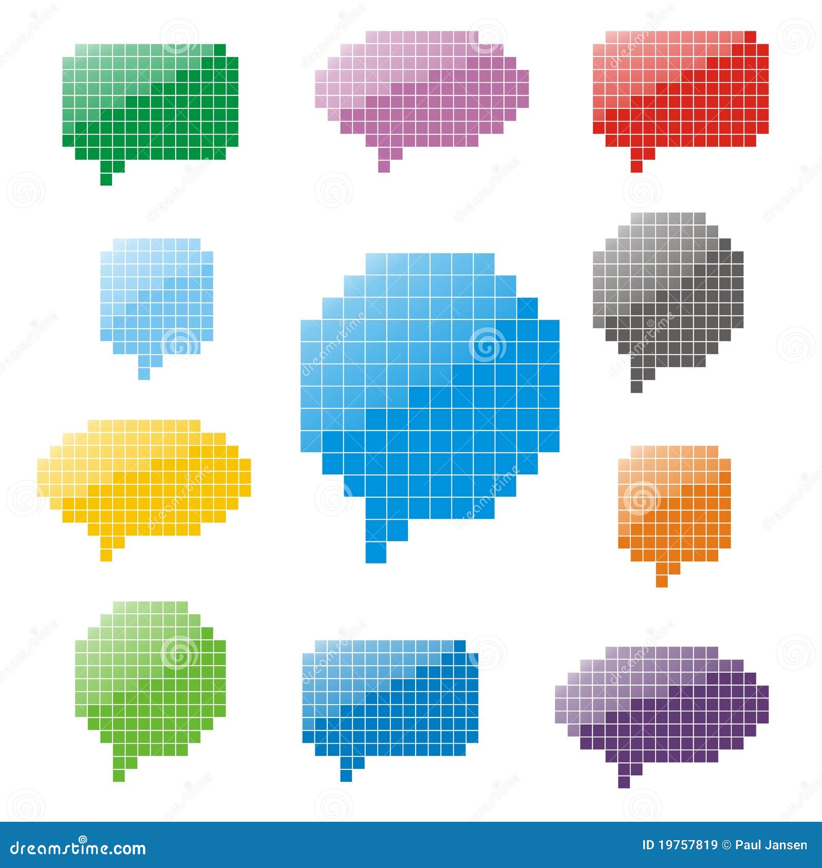 Pixel Glossy Speech Bubbles Stock Vector - Image: 19757819