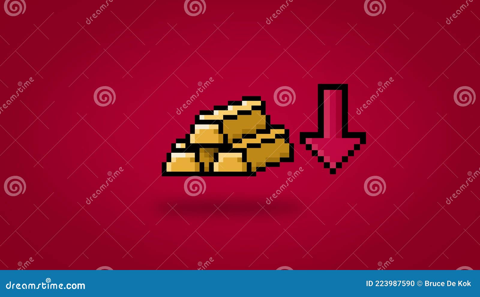Pixel Gold Bars Decreasing in Value Stock Illustration - Illustration ...