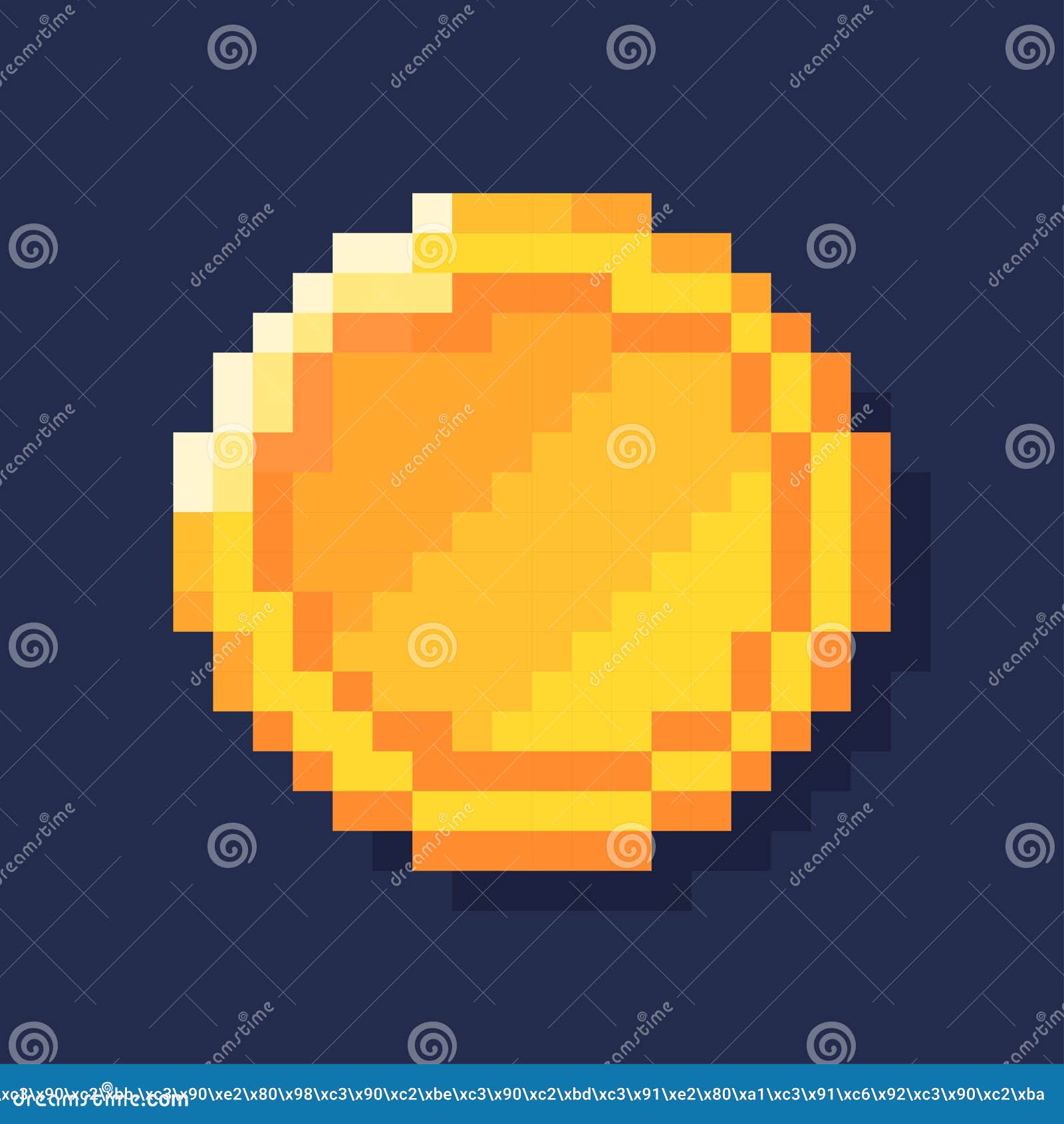 Pixel Gold Coin. 8-bit Retro Video Game Style. Vector Illustration ...