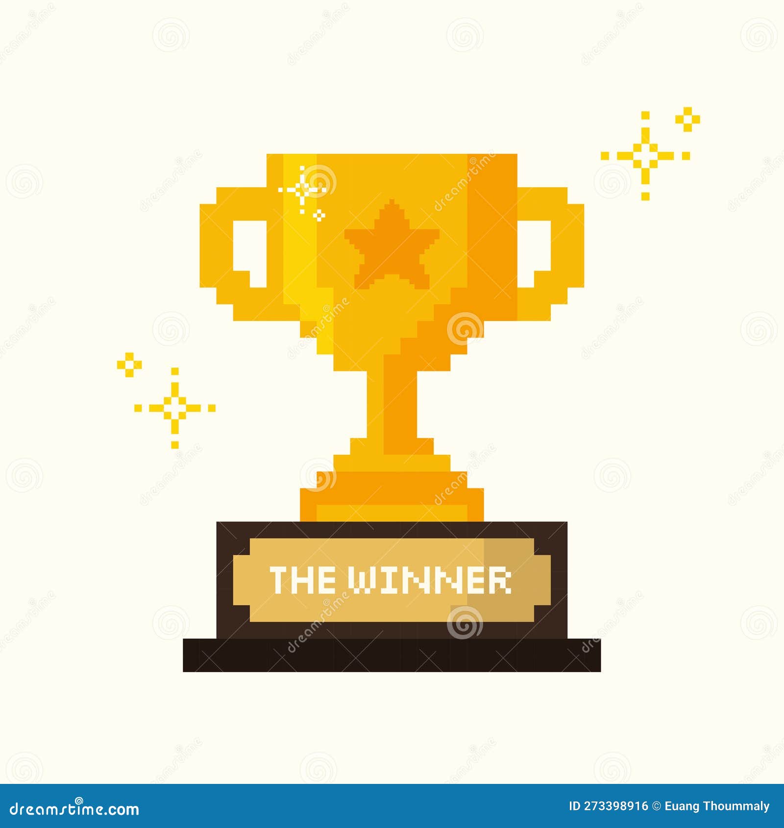 Pixel Golden Trophy, the Winner Trophy Cup Pixel Art with Sparkle Star ...